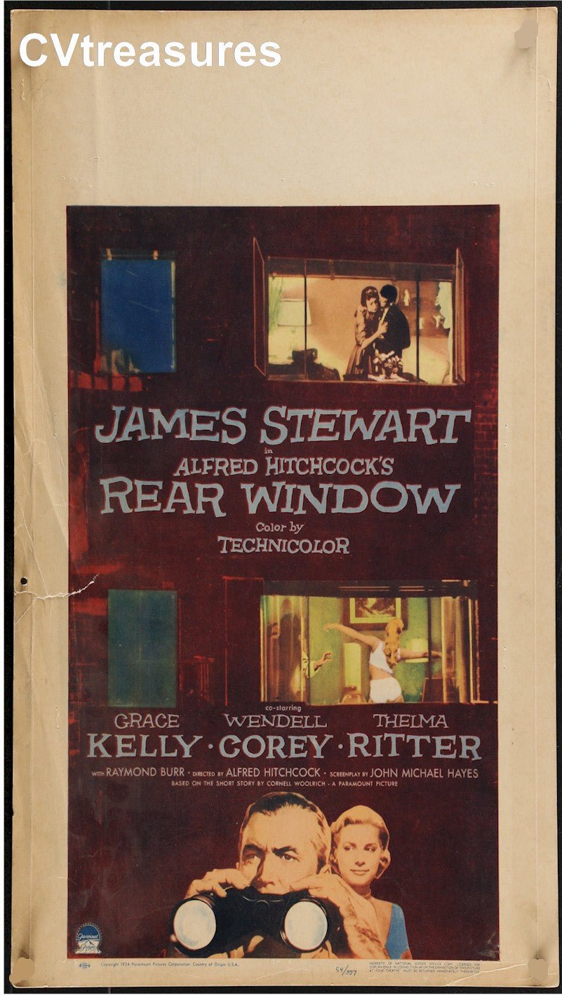 Original Vintage Movie Poster Window Card REAR WINDOW Alfred Hitchcock ...