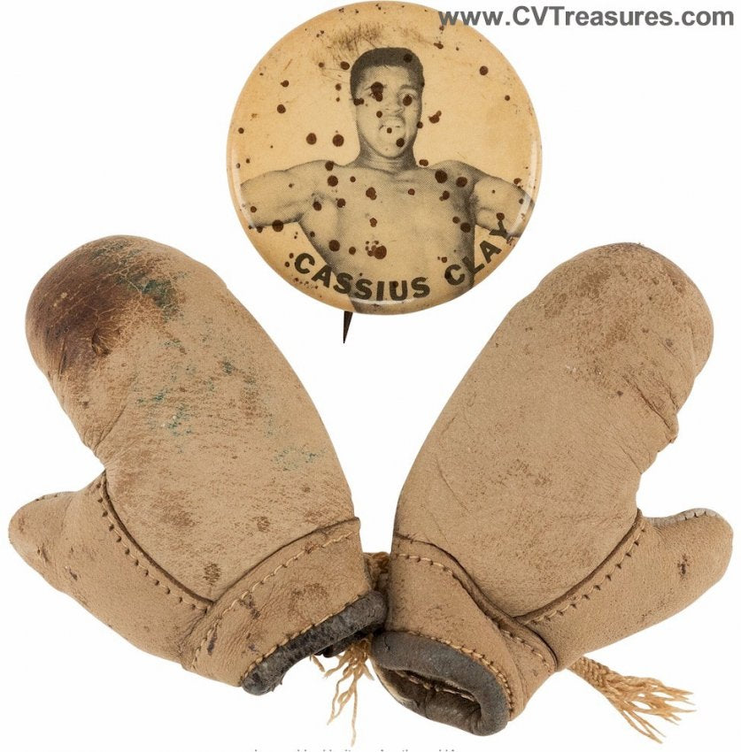 Cassius Clay (Muhammad Ali) Pin with Mini-Gloves 1965 – CVTreasures