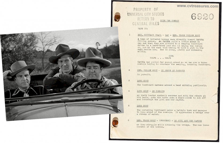 Abbott & Costello Ride 'Em Cowboy Original Vintage Movie Script ...