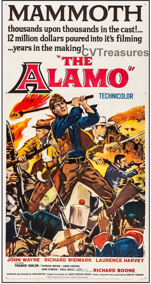 Alamo original authentic vintage THREE sheet movie theater poster John ...