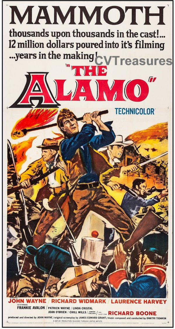 Alamo original authentic vintage THREE sheet movie theater poster John ...
