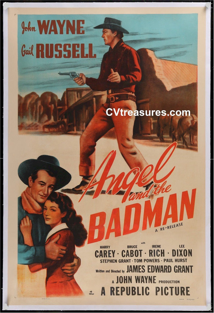 Original Vintage Western Movie Theater Poster ANGEL and the BADMAN - R ...
