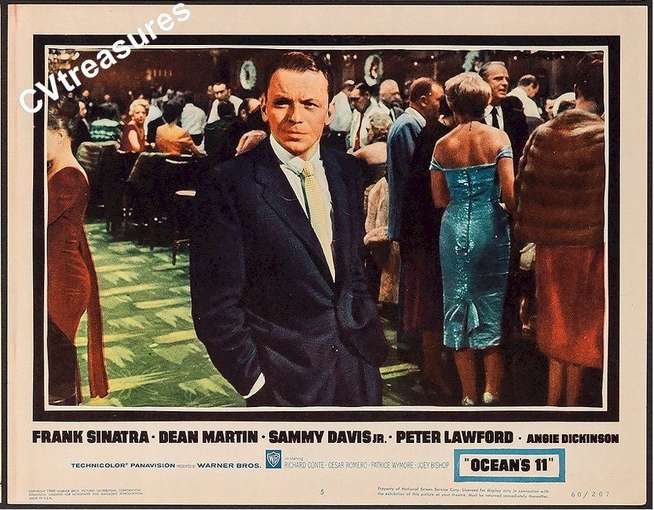 Oceans 11 Original Vintage Movie Theater Poster Lobby Card Frank Sinat ...